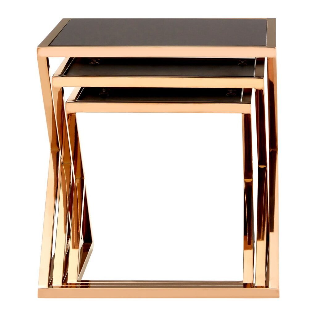 Langley Set Of 3 Rose Gold Finish Nesting Tables - Eclectic Niche ...