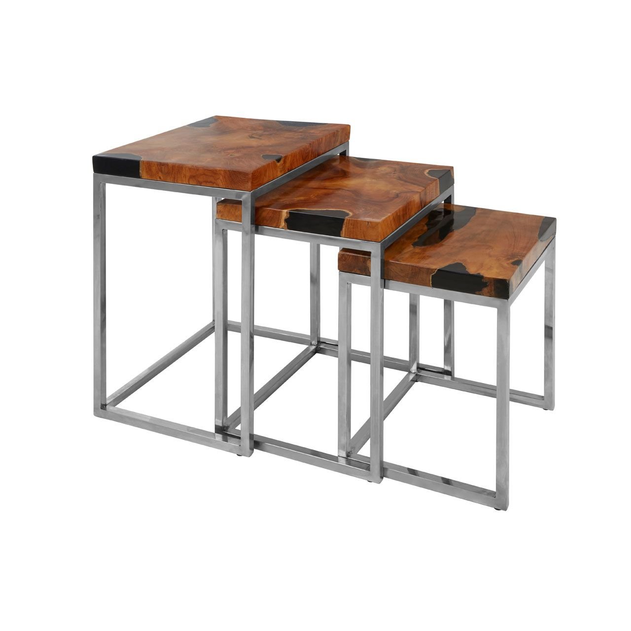 Oirak Set Of 3 Teak Wood Nesting Tables - Eclectic Niche - Exquisite ...