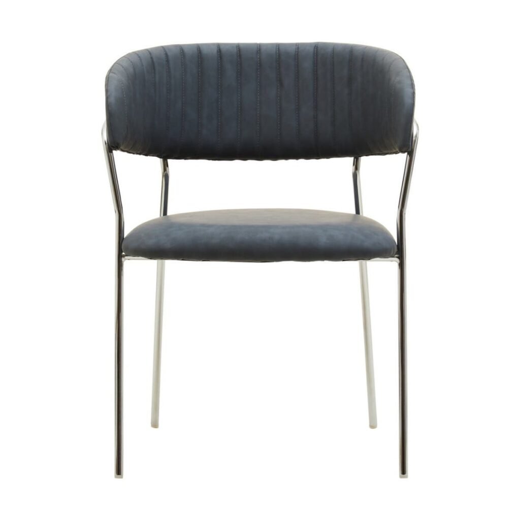 Miele Dark Grey Leather Curved Dining Chair - Eclectic Niche ...