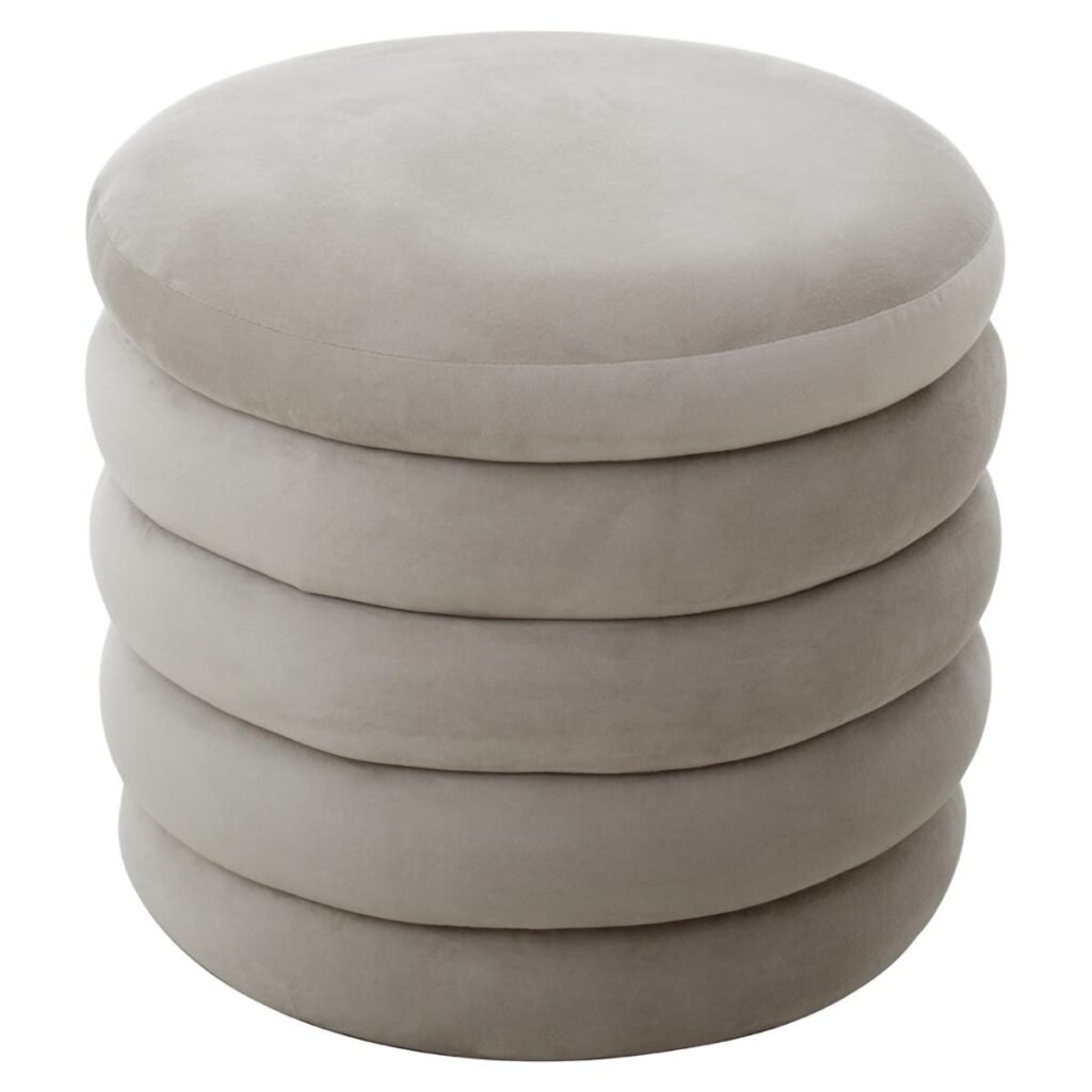 Ellen Cream Velvet Round Footstool - Eclectic Niche - Exquisite ...