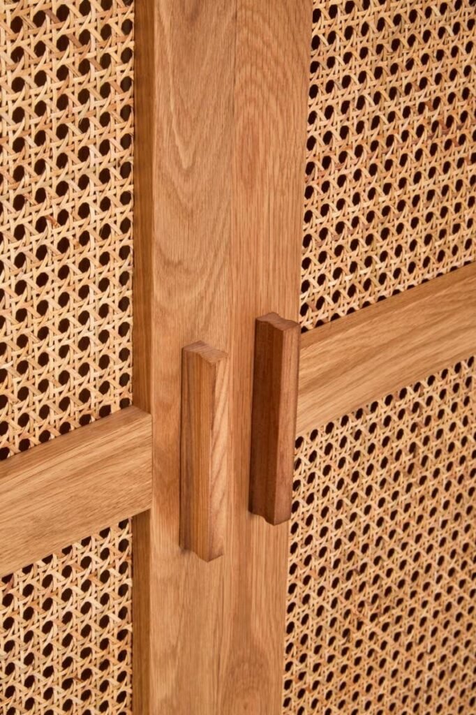 Hather 2 Door Natural Rattan And Oak Cabinet - Eclectic Niche ...